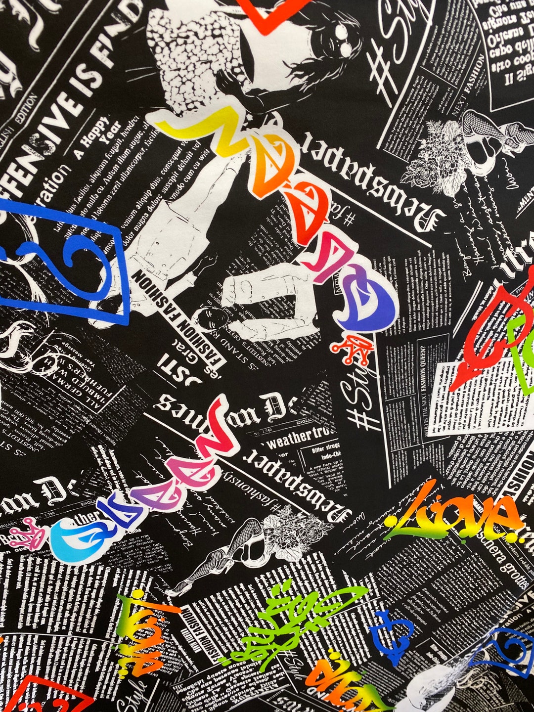 New Scuba Techno Print News Fashion Design 2-way Stretch 58/60” Sold by ...