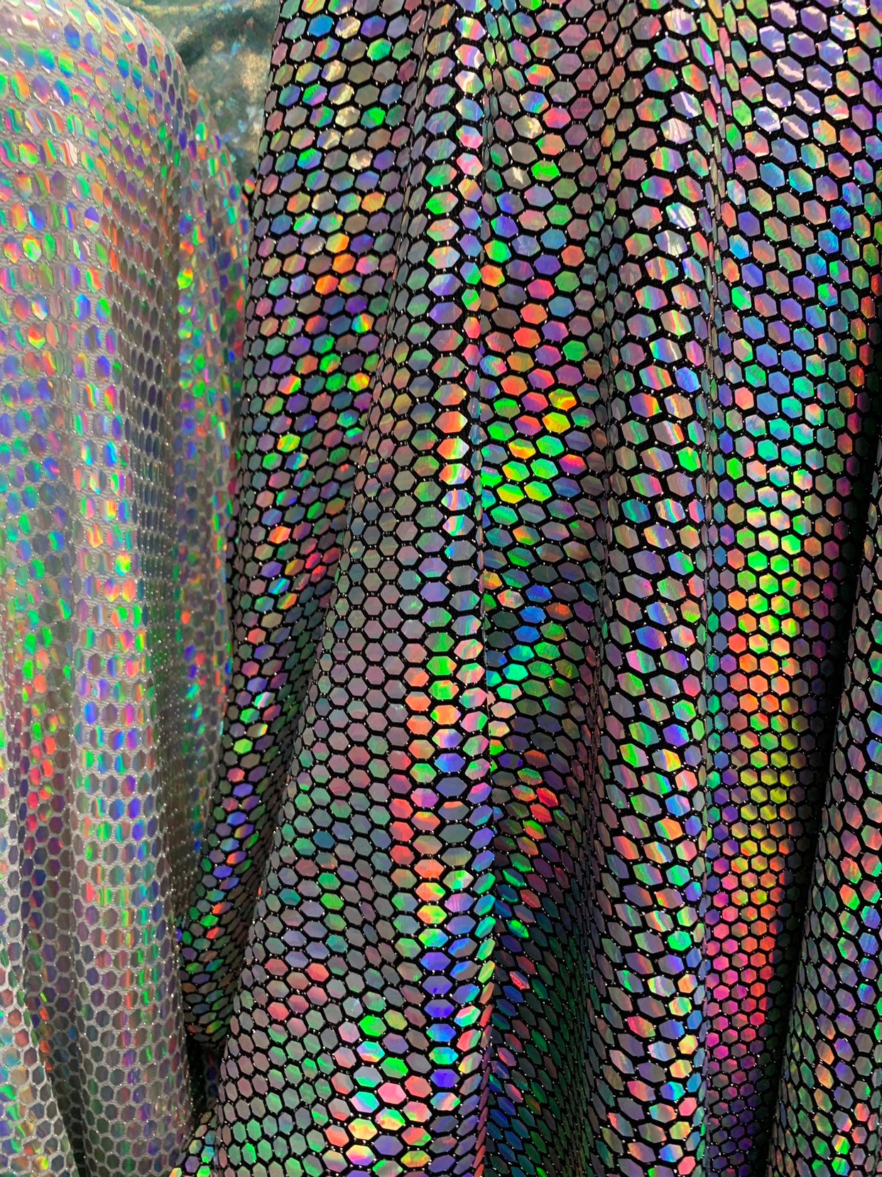 New Geometric iridescent sequins metallic base 4-way stretch | Etsy