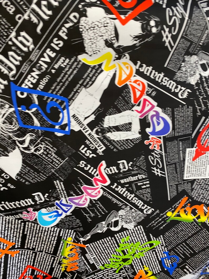 New Scuba Techno Print News Fashion Design 2-way Stretch 58/60” Sold by ...