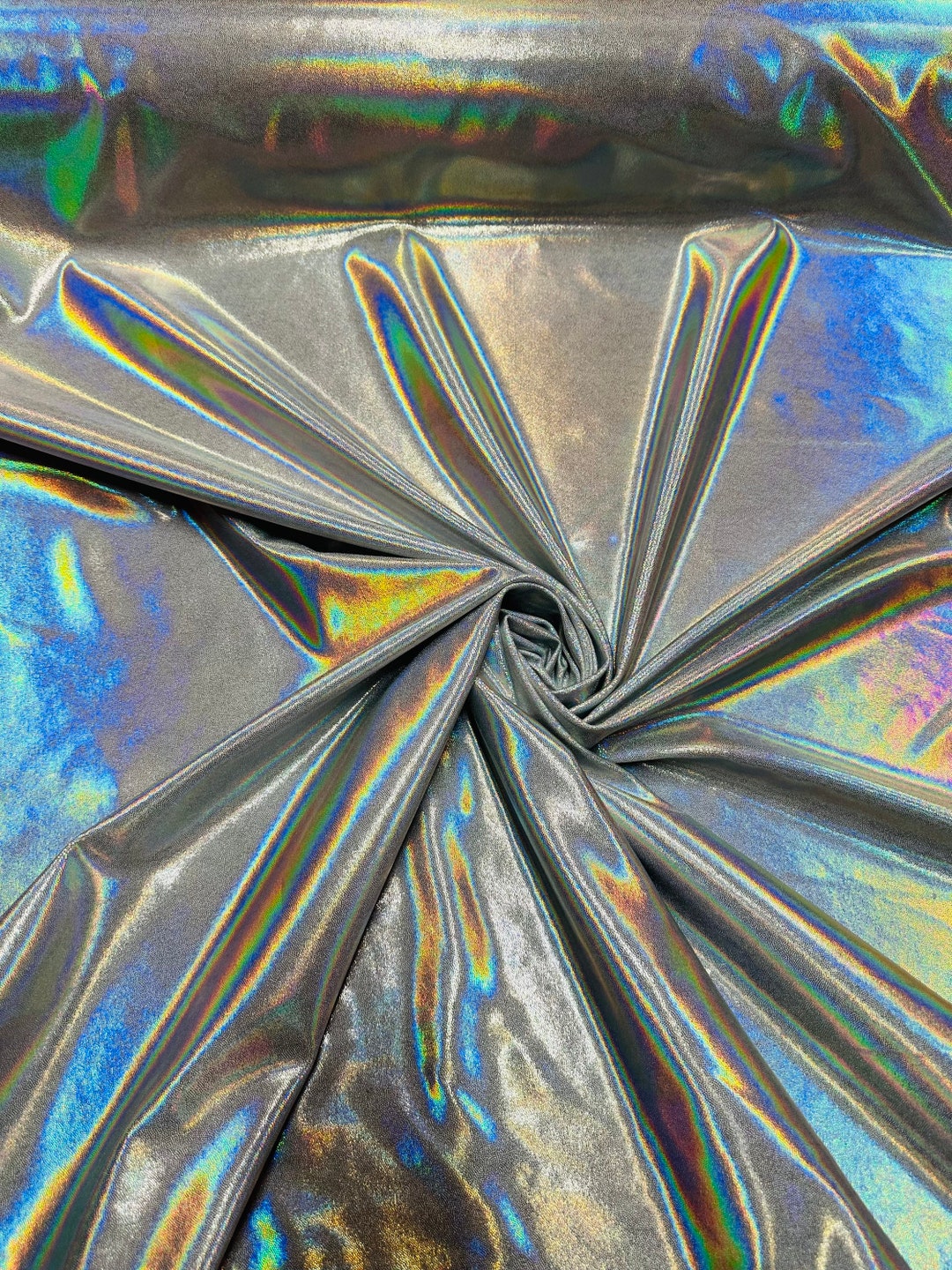 Oil Slick Design Iridescent White Silver Foggy Foil Hologram Metallic ...