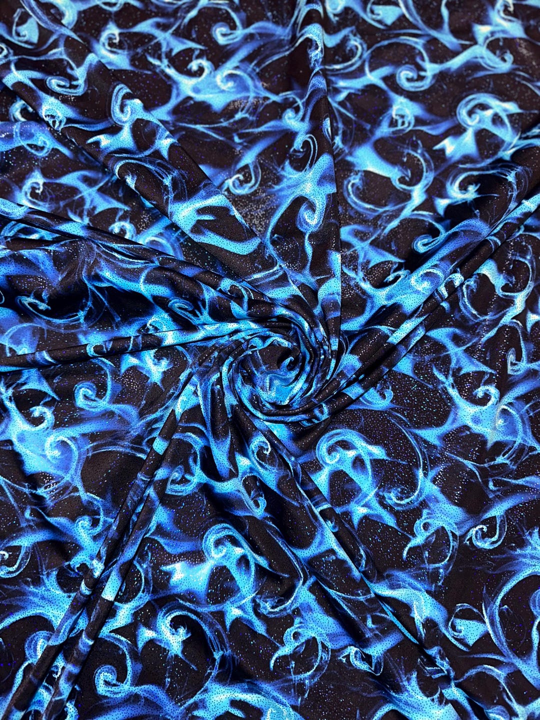 New Tornado Fire Design Print on Heavy Nylon Spandex With Foggy Foil ...