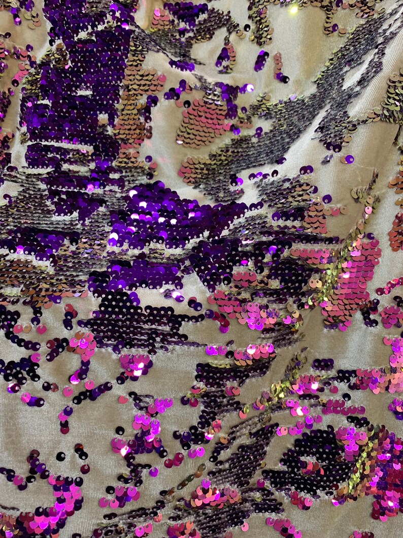New Iridescent Flashback Reversible Sequins 2-tone on Stretch Velvet ...