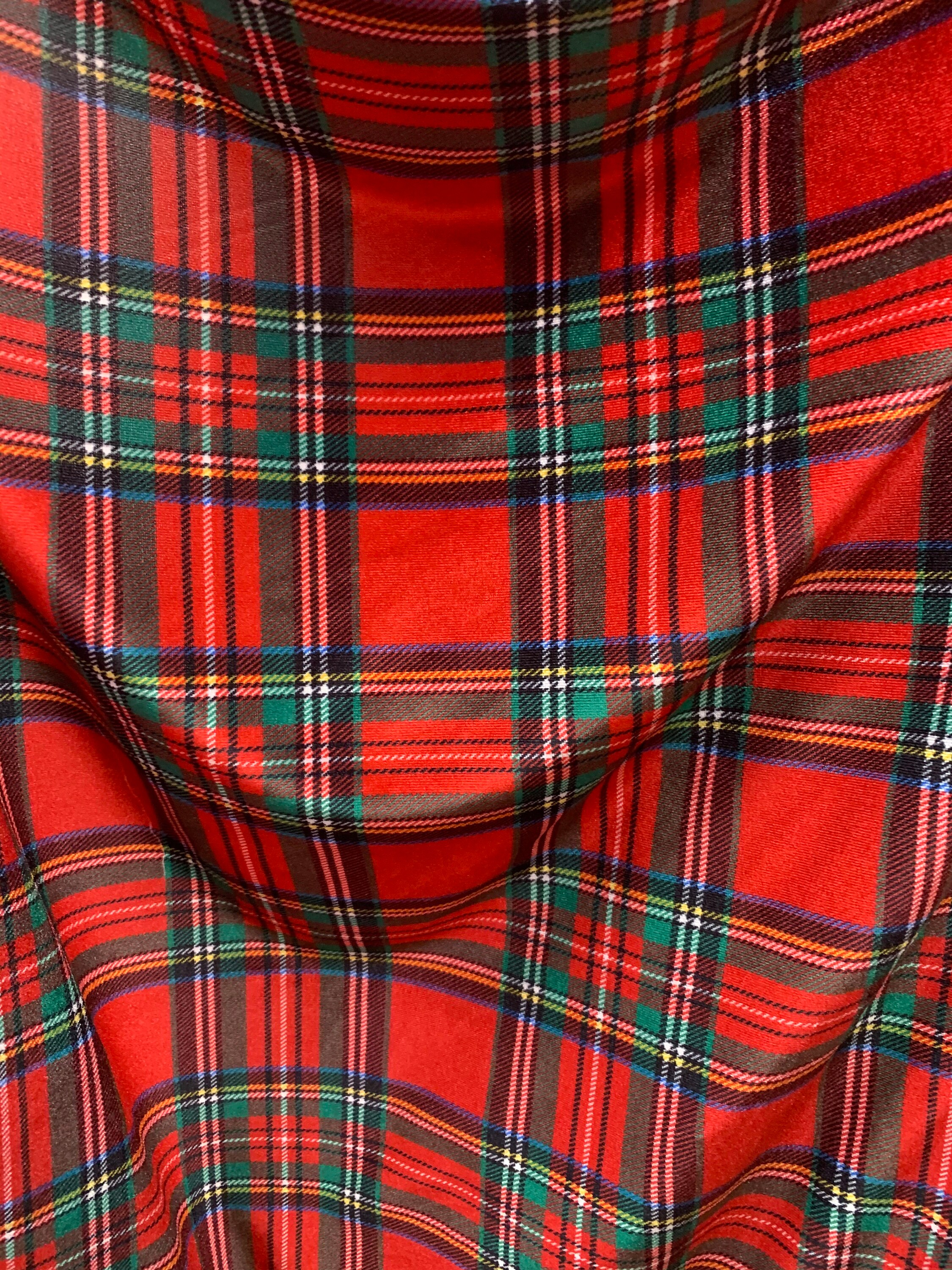 New Christmas Red Plaid Design Print on Heavy Stretch Velvet 4-way 58/ ...