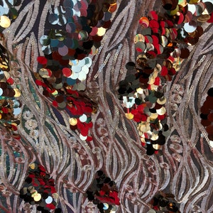 New Paillette Sequins on Stretch Mesh Embroidered 2way Stretch 55/57 ...