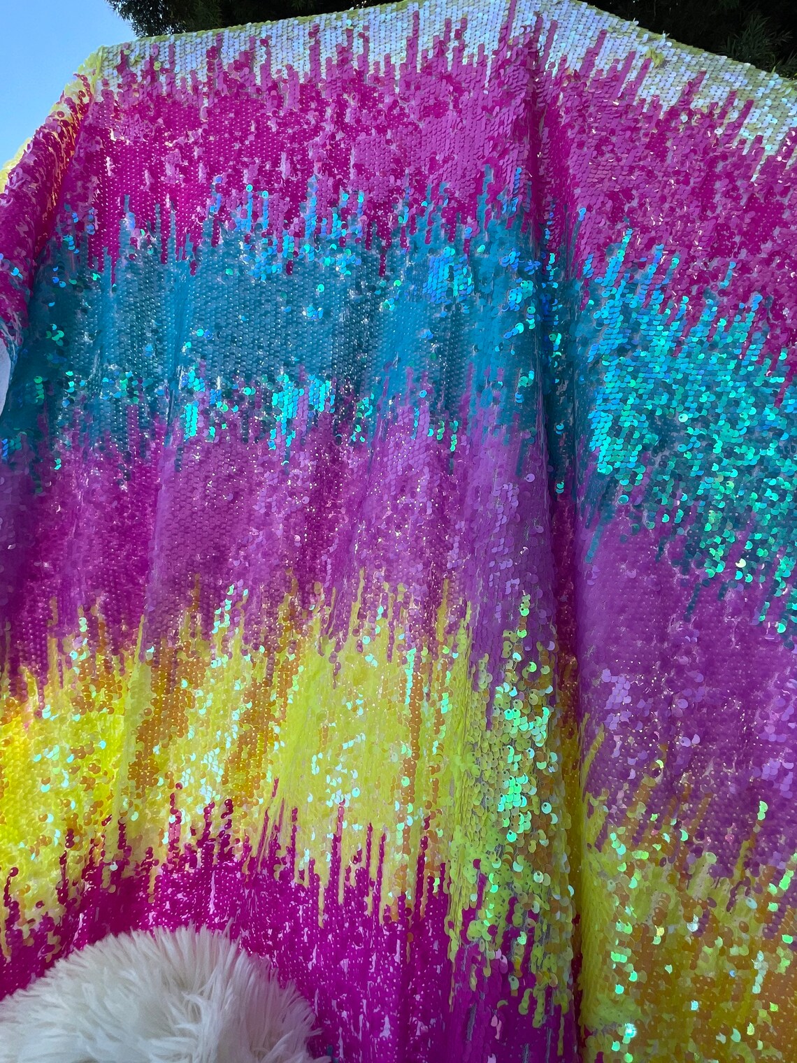 Rainbow Sequins Luxury Sequins Embroidered on Stretch Mesh - Etsy