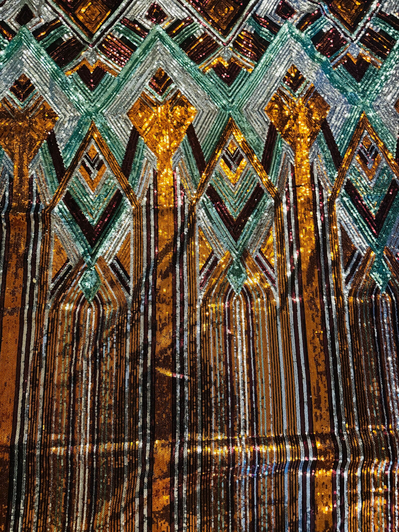 Deluxe 3D Geometric Sequins Design Embroidered on Stretch Mesh 4-way 55 ...