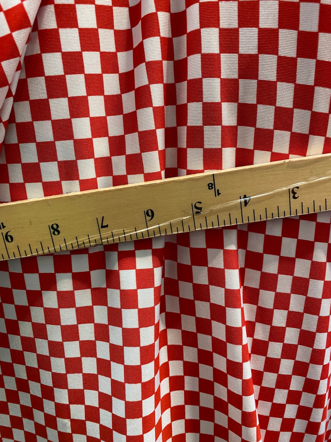 New Small Chequers Design Red/white Print on Poly Spandex 4-way Stretch ...