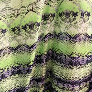 New Neon Green Snake Print on Poly 4 Way Stretch Spandex Fabric 58/60 ...