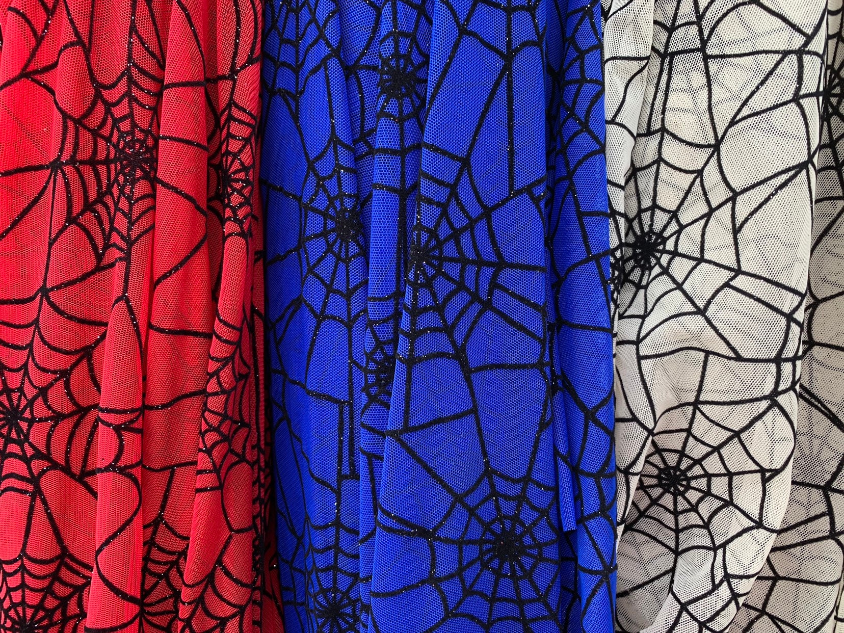 New spider web flocking design on stretch mesh 4way | Etsy