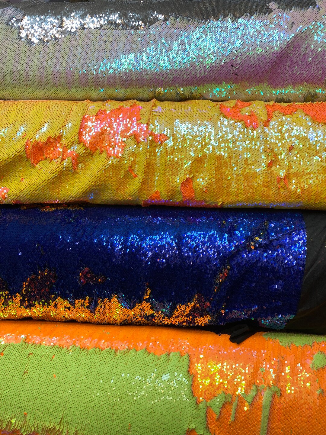 New Luxury Iridescent Mermaid Sequins on Spandex Base 2-tone Sequins 2 ...