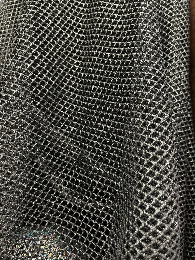Metallic Fishnet Black/silver 2-way Stretch 58/60 Sold by the - Etsy
