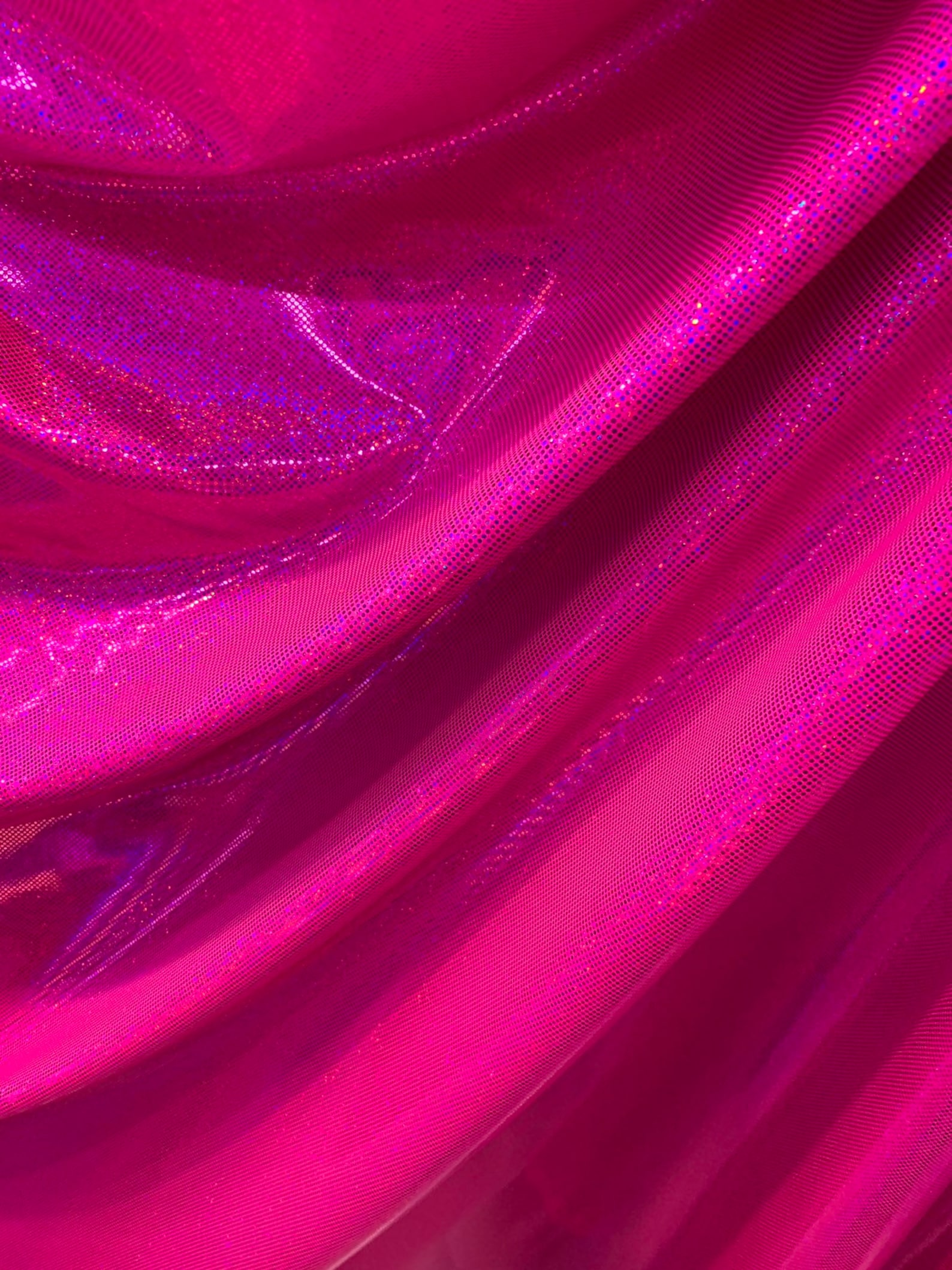 Hologram Metallic Dots Hot Pink Fushia Nylon Spandex 4way Stretch 58/60 ...