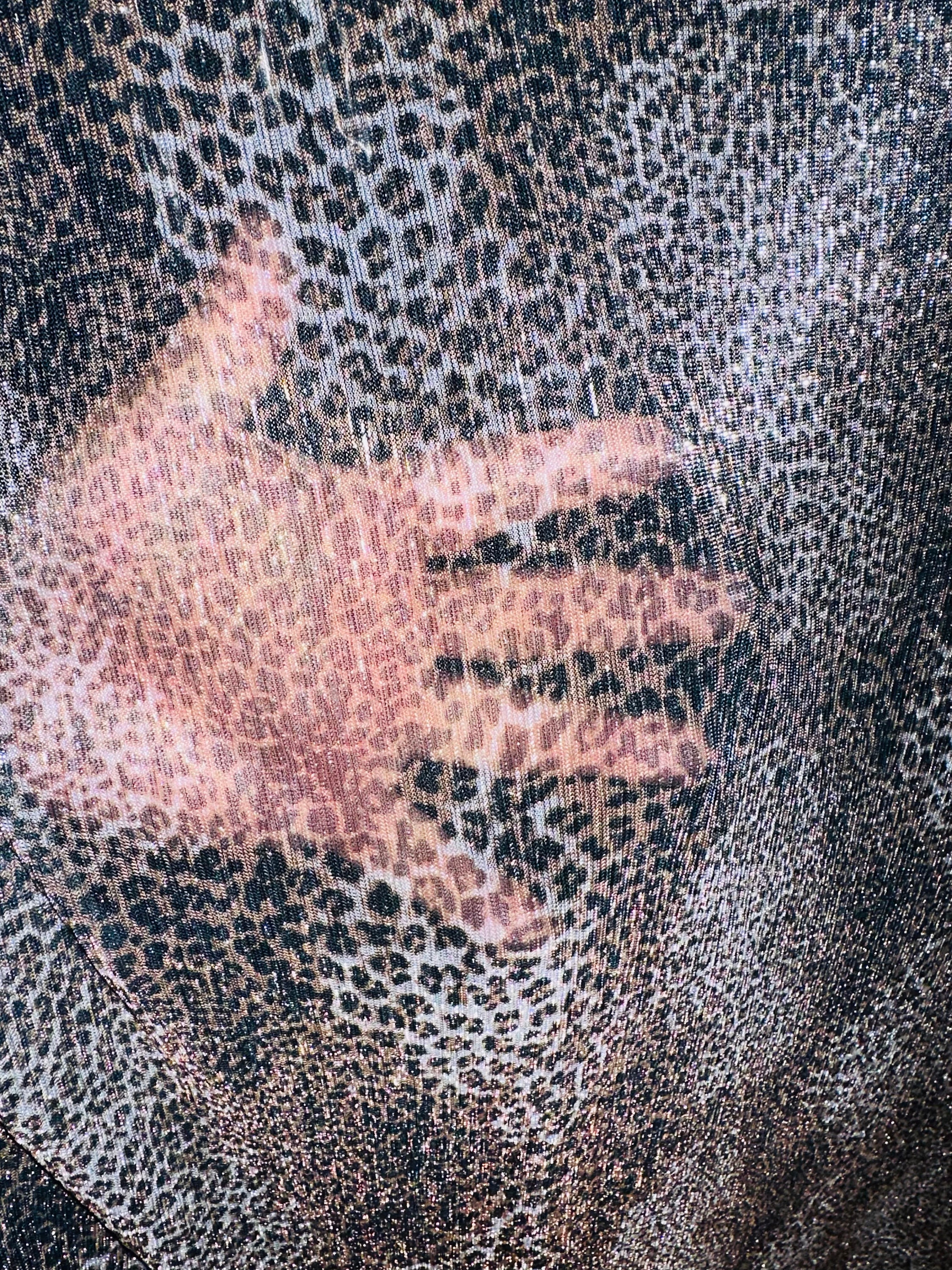 New Cheetah Design Exotic Animal Print on Pleated Metallic Lace 4-way ...