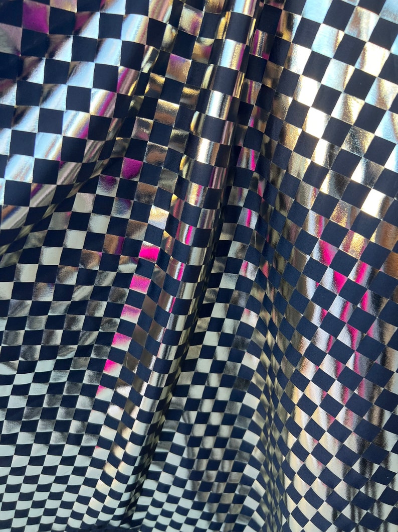 Checkered Design Metallic Poly Spandex 2-way Stretch 58/60” Sold by the ...