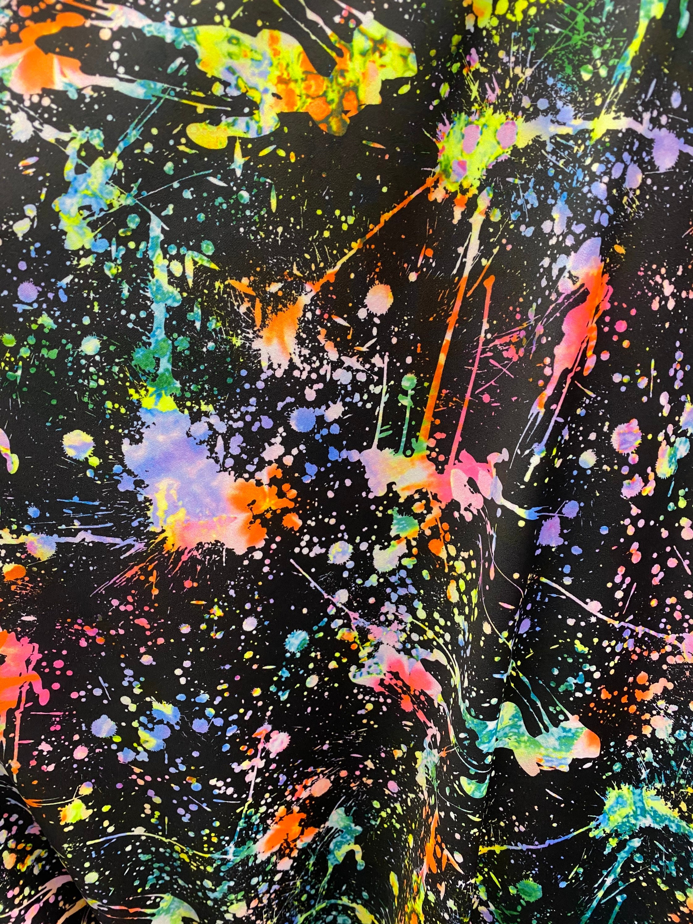 New splatter paint design print on nylon spandex 4-way stretch | Etsy