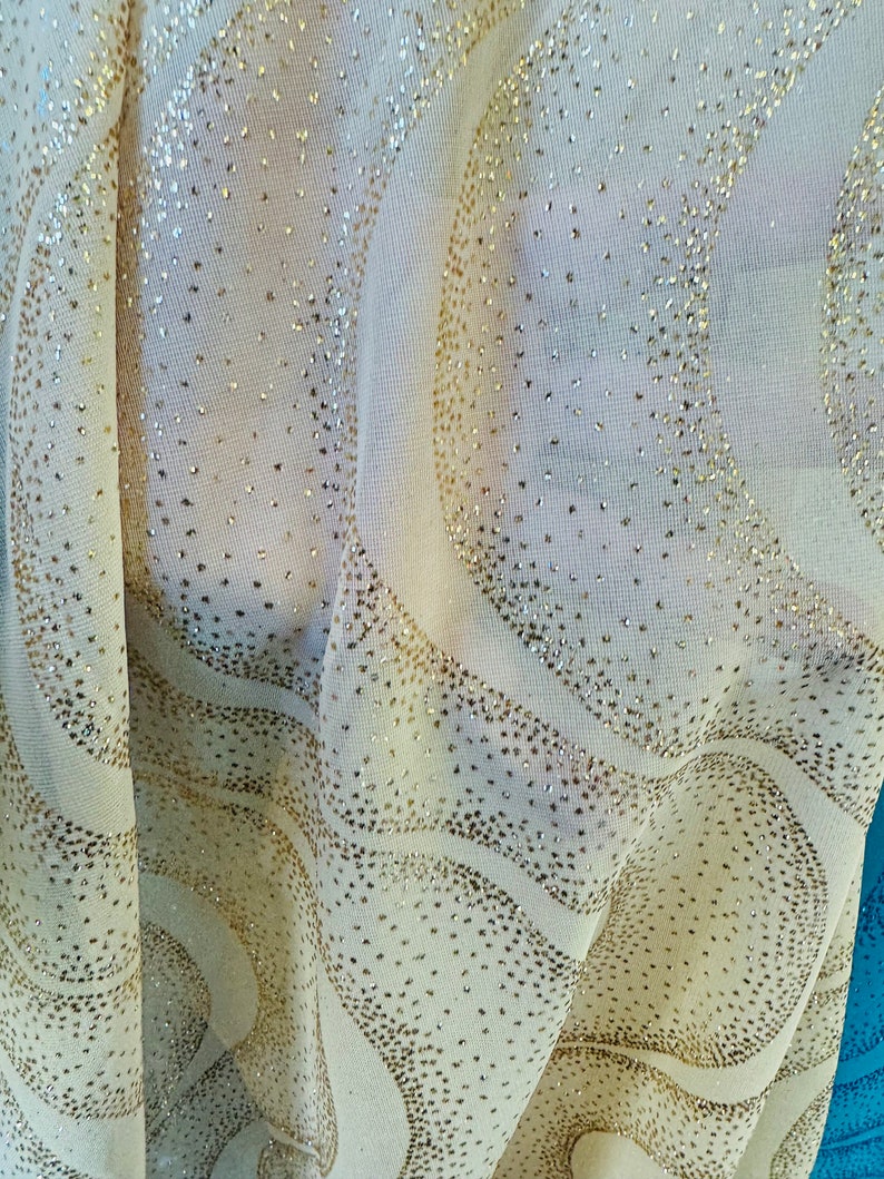 New Luxury Wavy Design on Mesh With Glitter 2-way Stretch 58/60” - Etsy