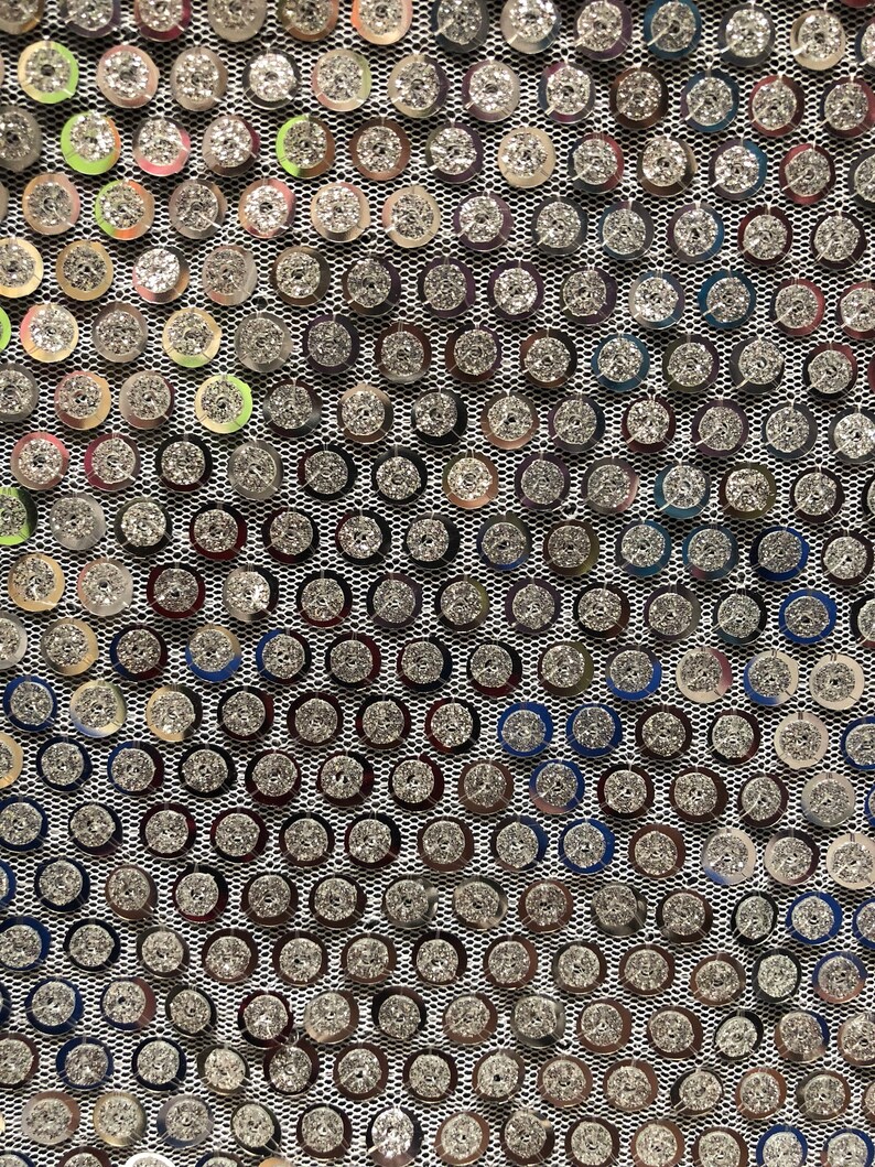 New Diamond Sequins Holo 3mm Embossed on Stretch Mesh 2way 50/52" Sold ...