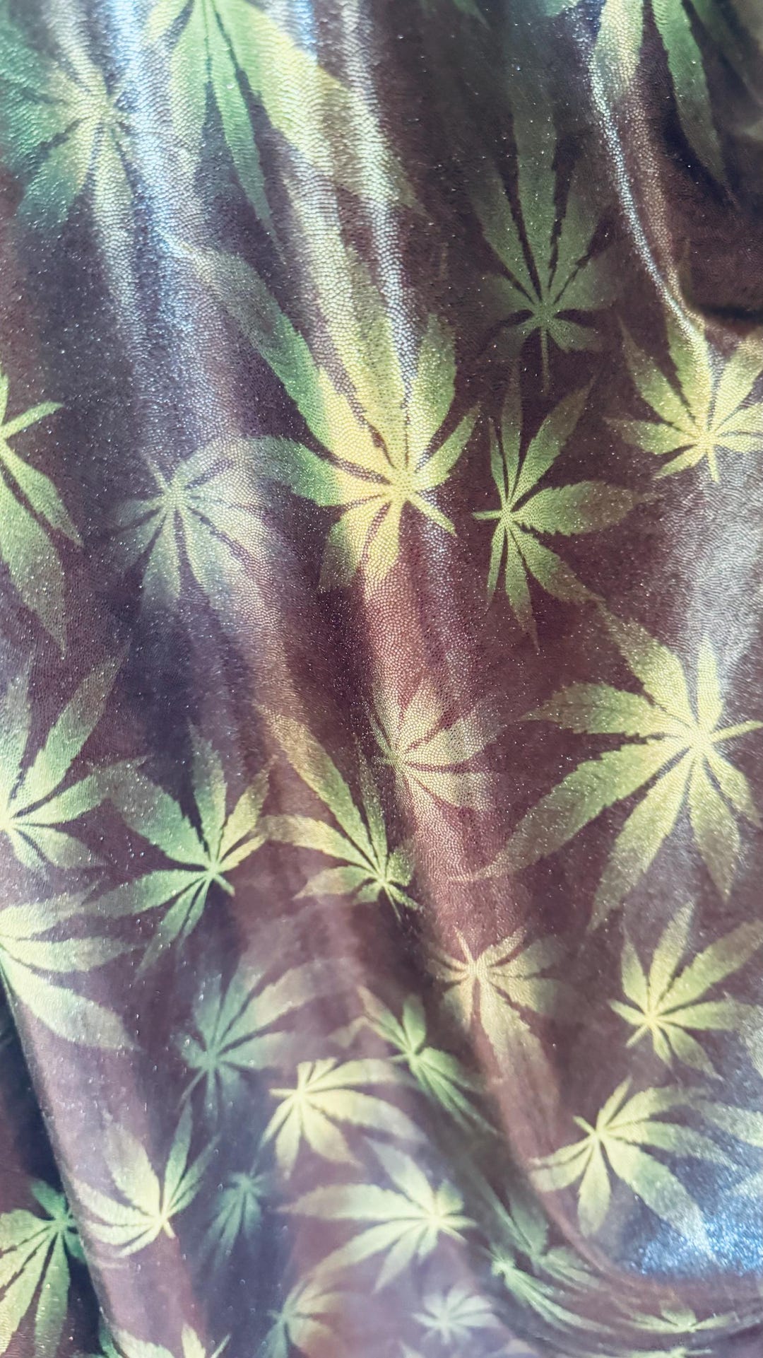 New Marijuana Leaf Design Metallic Nylon Spandex With Foggy Foil 4-way ...