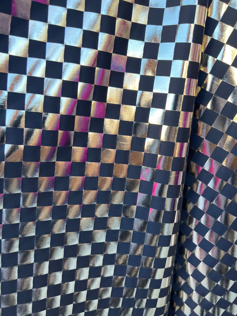 Checkered Design Metallic Poly Spandex 2-way Stretch 58/60” Sold by the ...