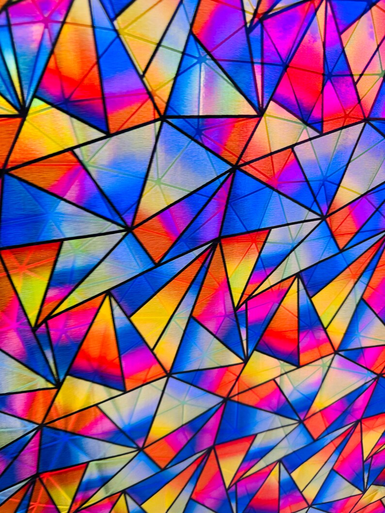 New Shattered Glass Abstract Design Iridescent Multicolor Foil All Over ...