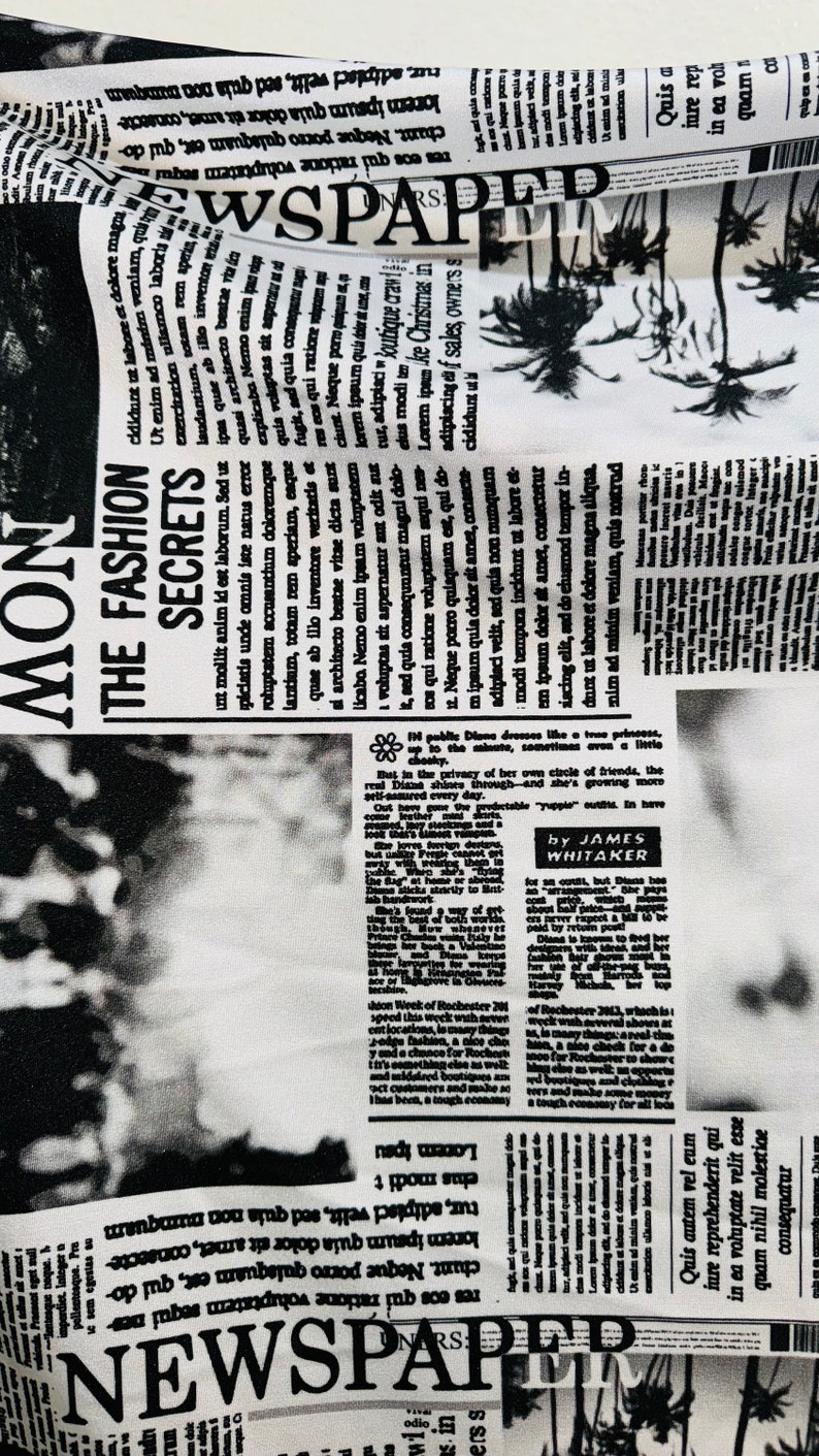 Newspaper Design Print on Great Quality of Nylon Spandex 4-way Stretch ...