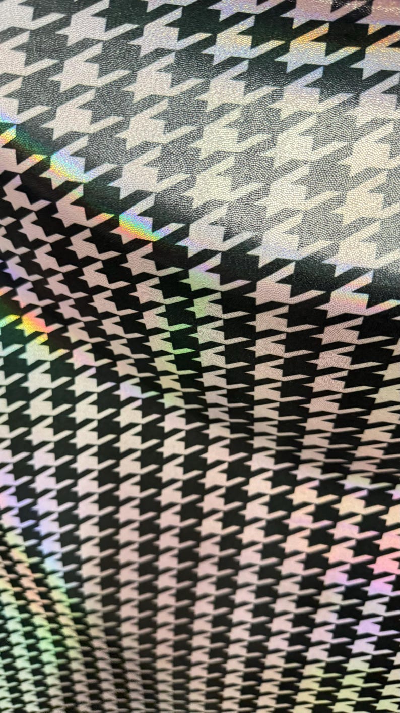 Houndstooth Design Nylon Spandex With Iridescent Foil 4way Stretch 58/ ...
