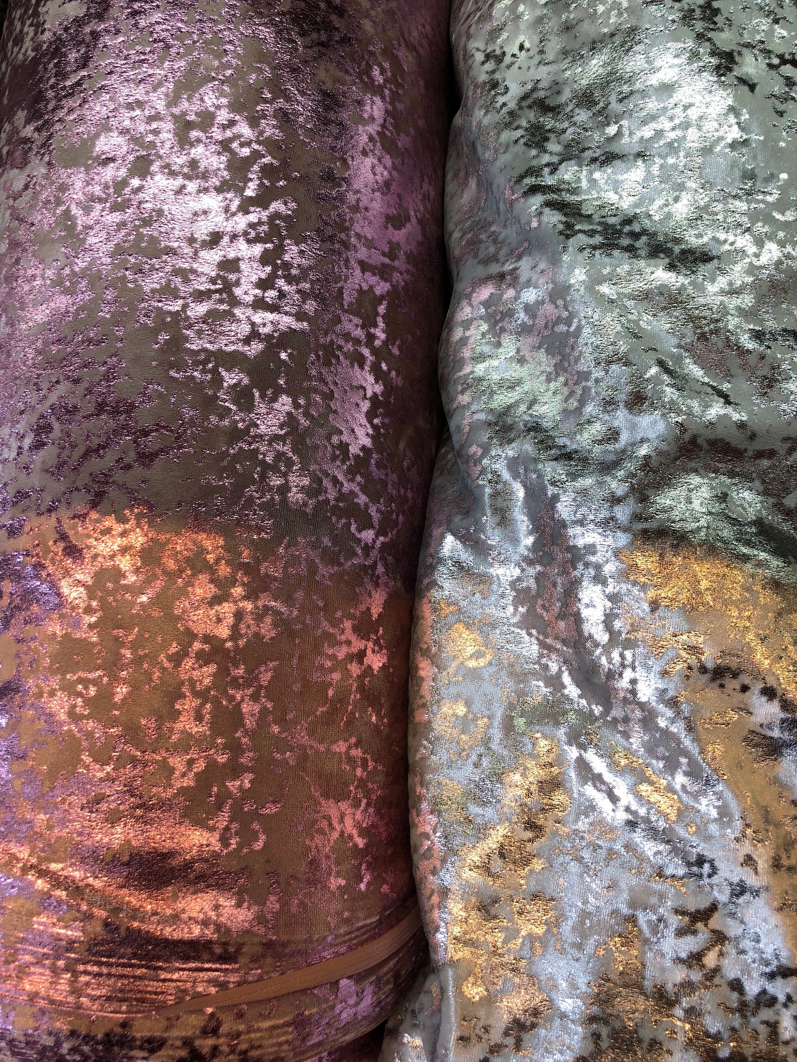 New Stretch Velvet With Foil Splash Gilded Design 4way Stretch 58/60 ...