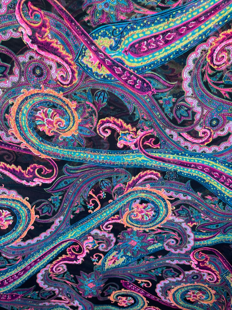 Paisley Design Multicolor Print on Great Quality of Power Mesh 4-way ...