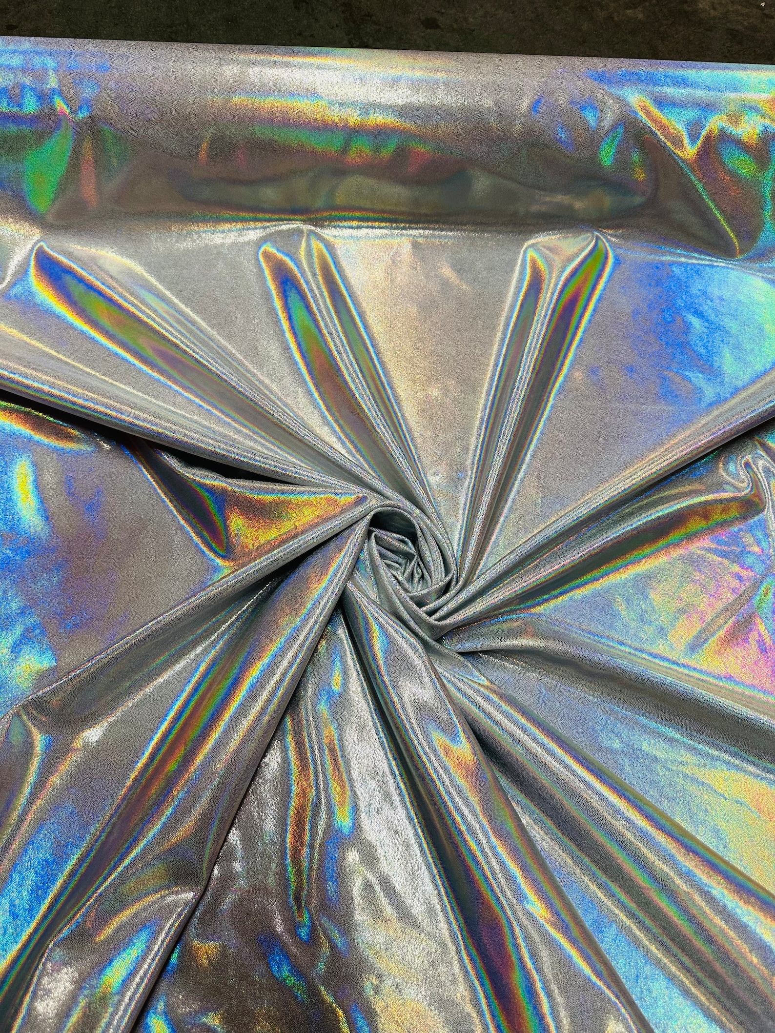 Oil Slick Design Iridescent White Silver Foggy Foil Hologram Metallic ...
