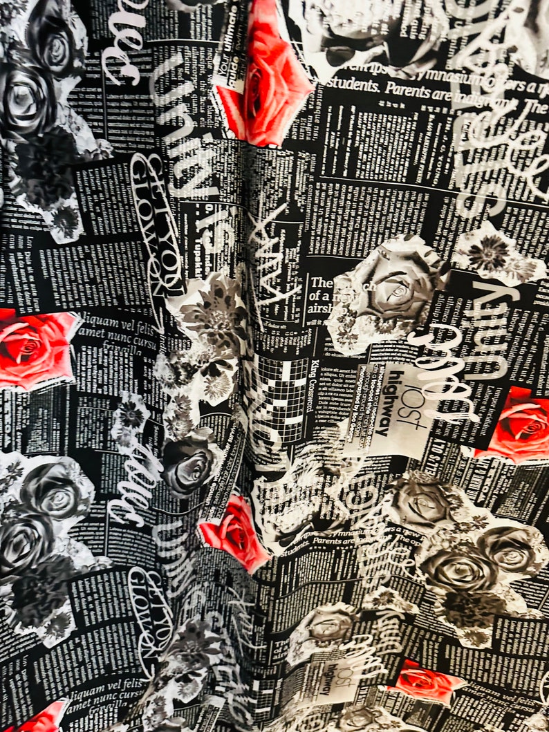New Newspaper Fashion Flower Design Print on Great Quality of Nylon ...