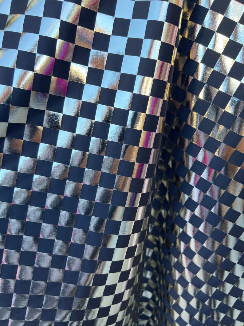 Checkered Design Metallic Poly Spandex 2-way Stretch 58/60” Sold by the ...