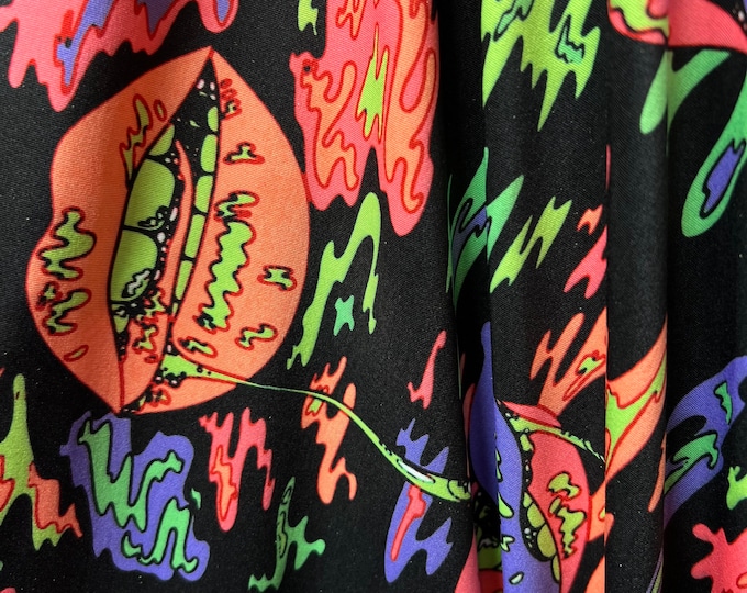 Artistic Pattern Print on Poly Spandex Fabric white/black 4 Way Stretch ...