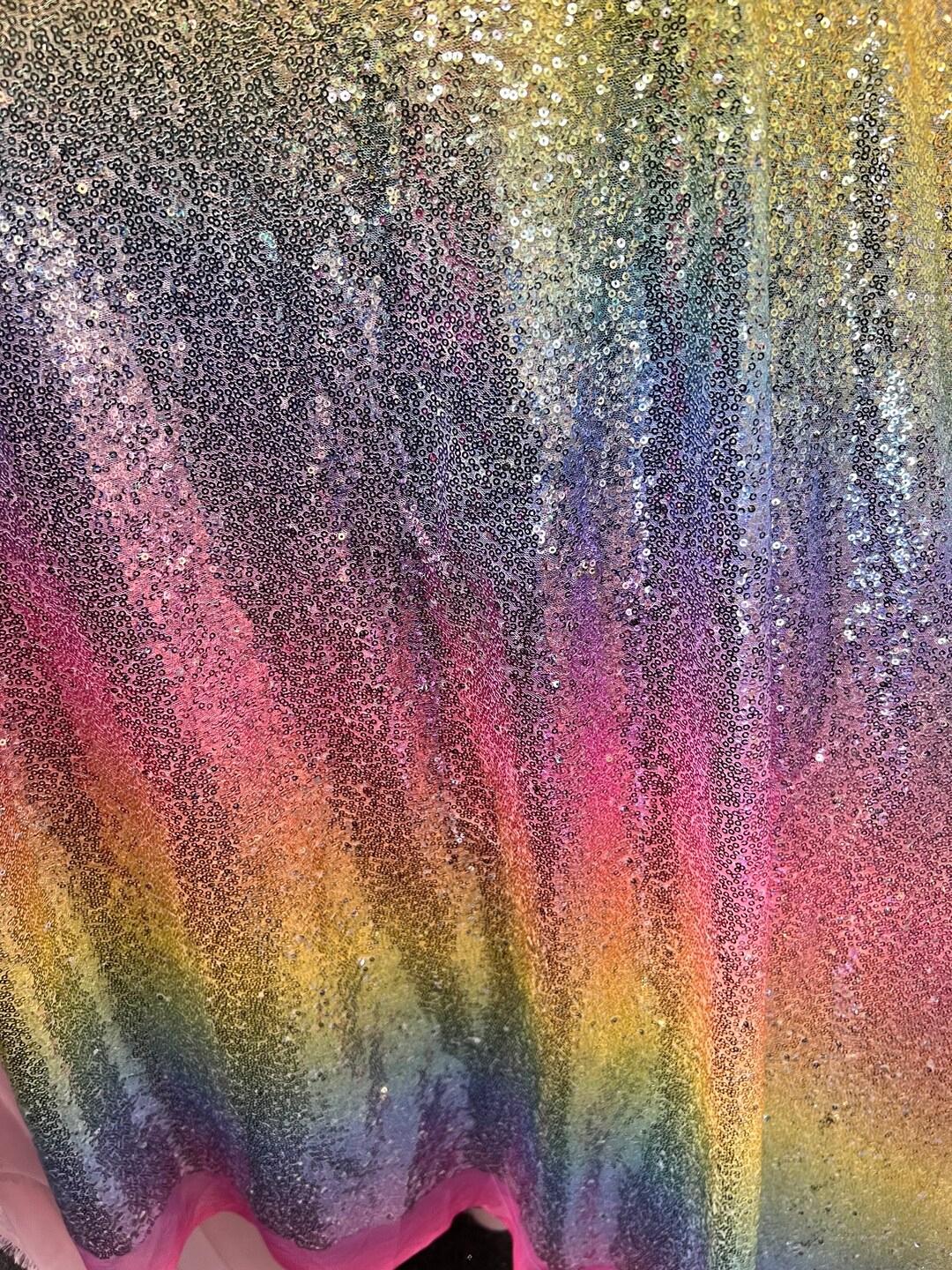 New Rainbow Mesh With Mini Sequins Stripe Rainbow Design Embroidered on ...