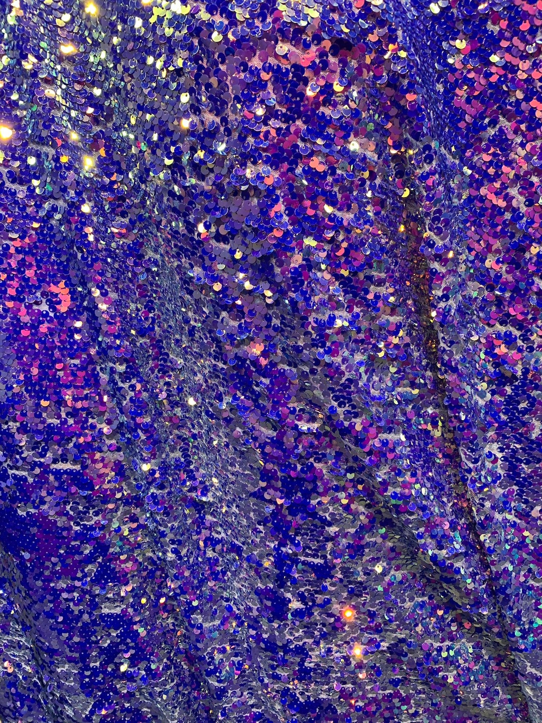 New Hologram Iridescent Sequins Rain Drop Sequins on Stretch Mesh 4way ...