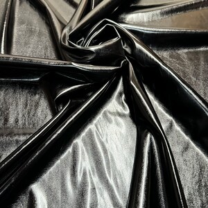 All Over Foil Shiny Black Metallic Nylon Spandex 4-way Stretch 58/60 ...