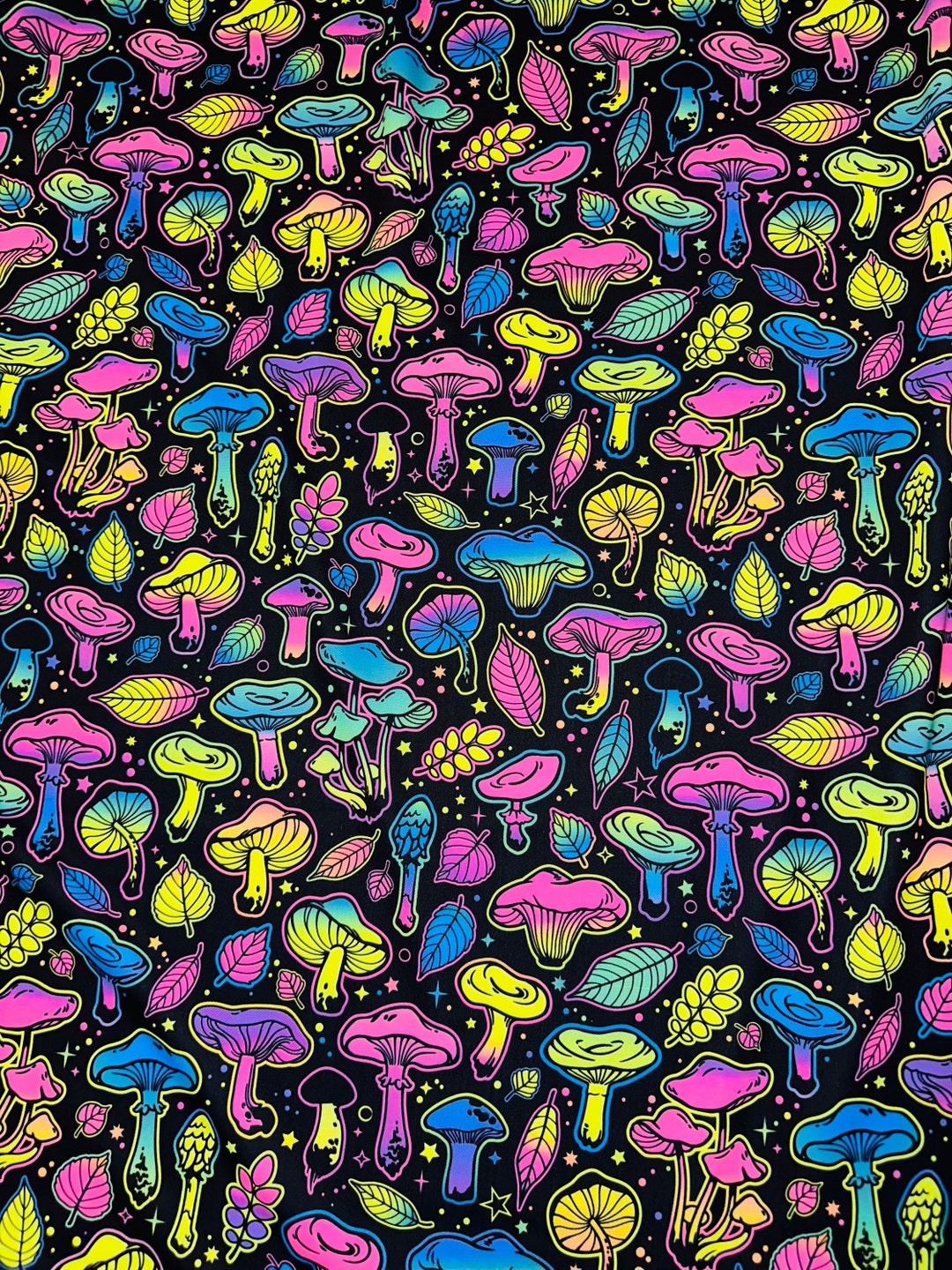 Vivid Mushrooms Luxury Digital Design UV Glow Neon Rainbow Colors It ...
