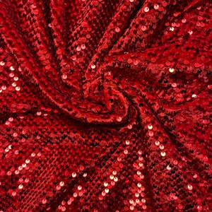 Luxury Red Sequins Embroidered on Great Quality of Stretch Velvet 4-way ...