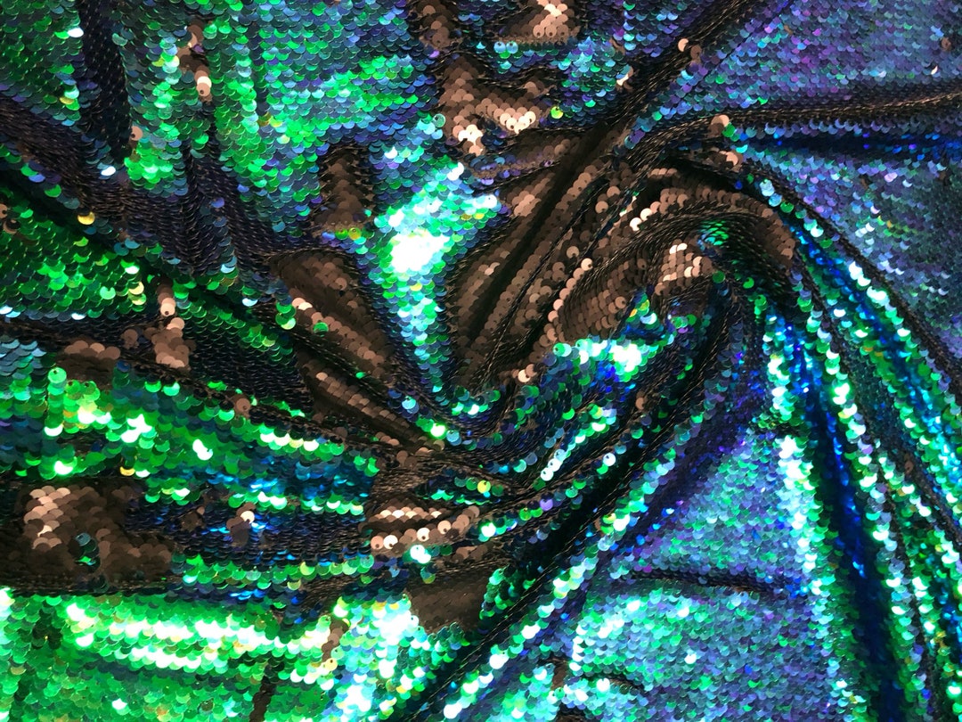 New Flip up Sequins Reversible Sequins Green/black Spandex Base 2way ...