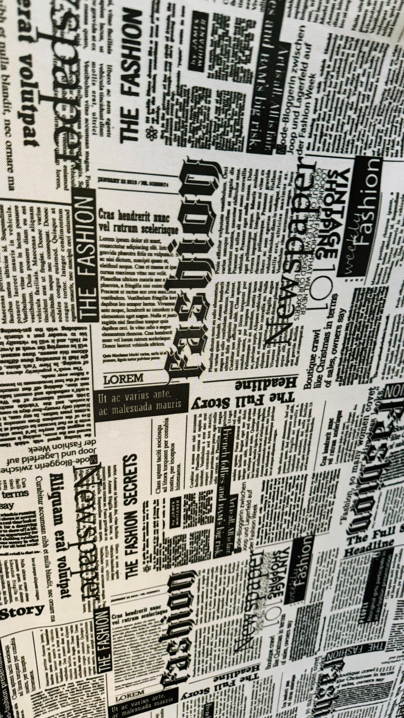 Newspaper Design Print on Great Quality of Power Mesh 4-way Stretch 58/ ...