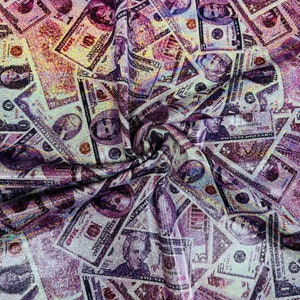 New Money Design Multi Dollars Design Hologram Metallic Tie Dye Nylon ...