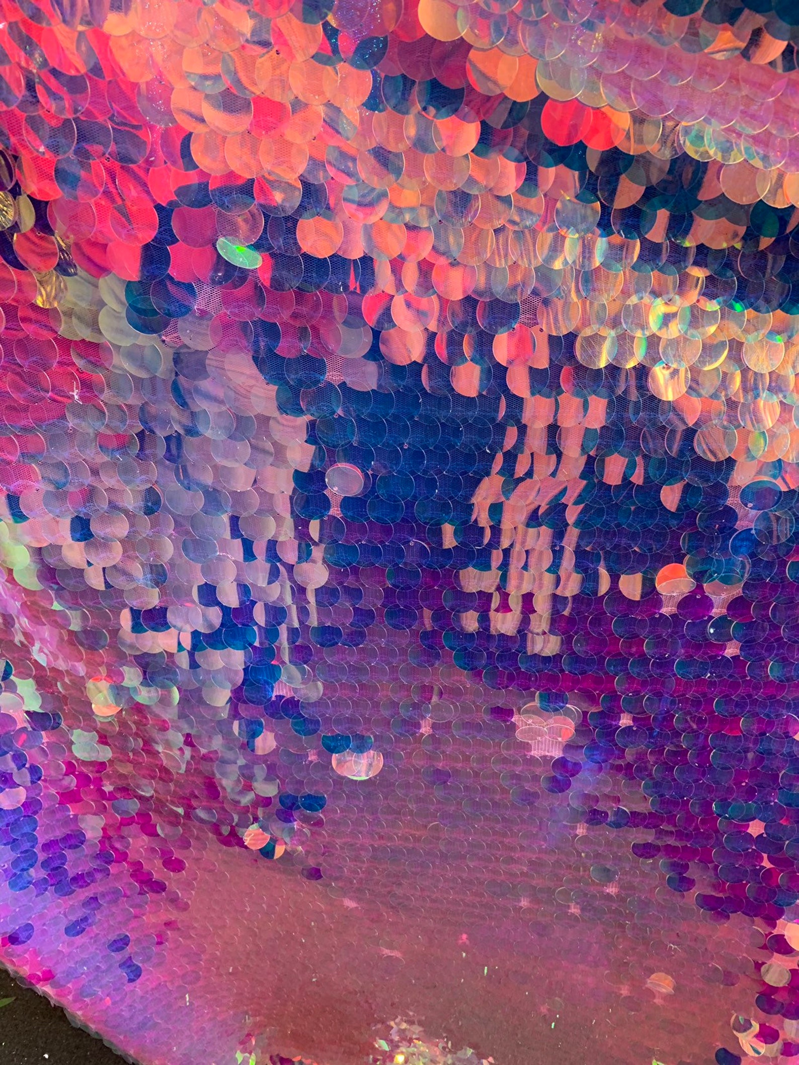 New iridescent pink sequins big paillette seq on stretch mesh | Etsy