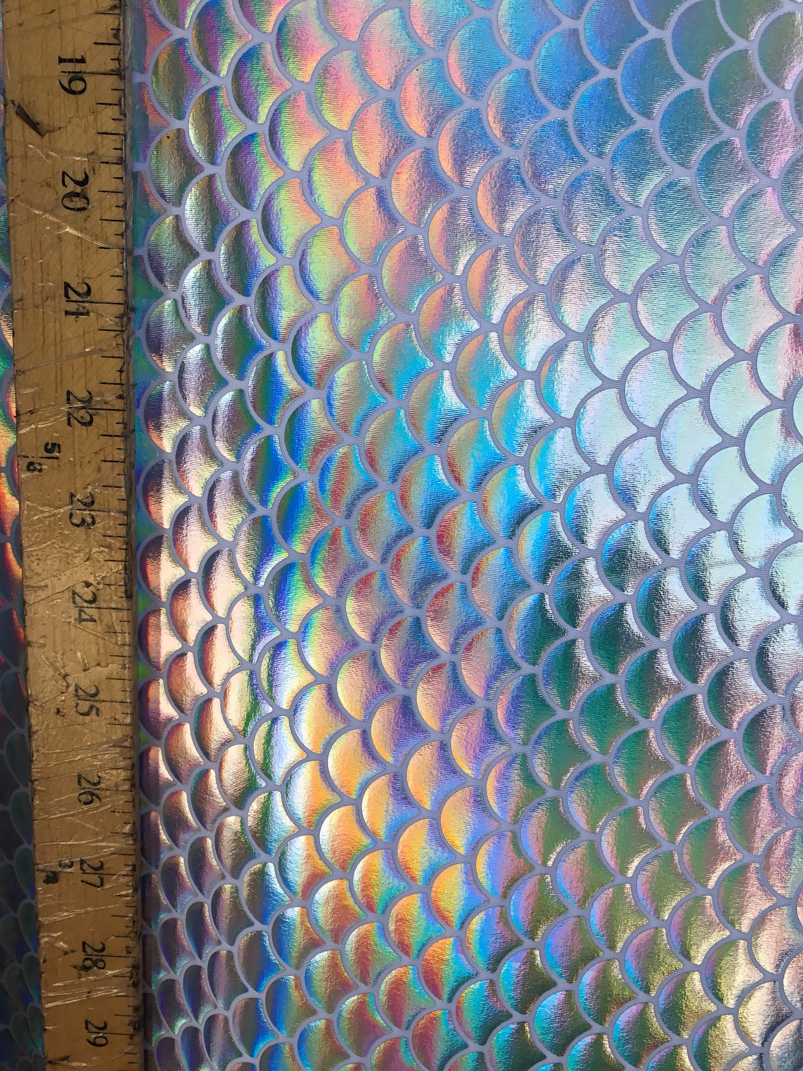 NEW Iridescent White/silver Fish Scale Mermaid Design Metallic Spandex ...