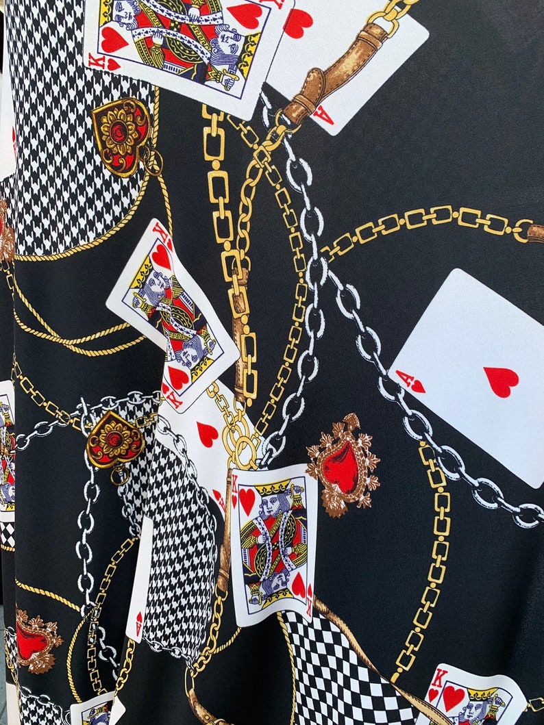 Multi Chain and Playing Cards Design Print on Poly Spandex - Etsy