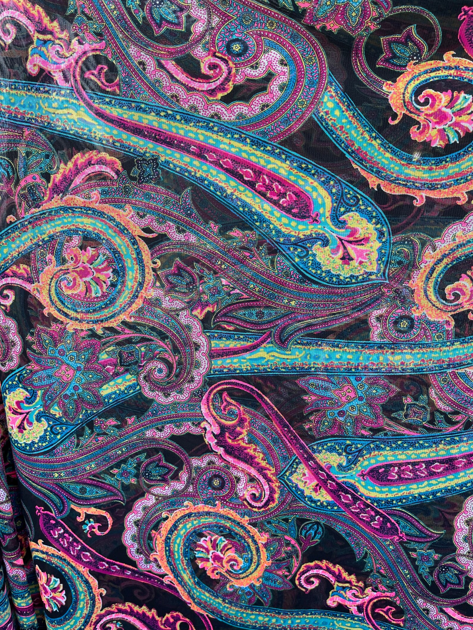 Paisley Design Multicolor Print on Great Quality of Power Mesh 4-way ...