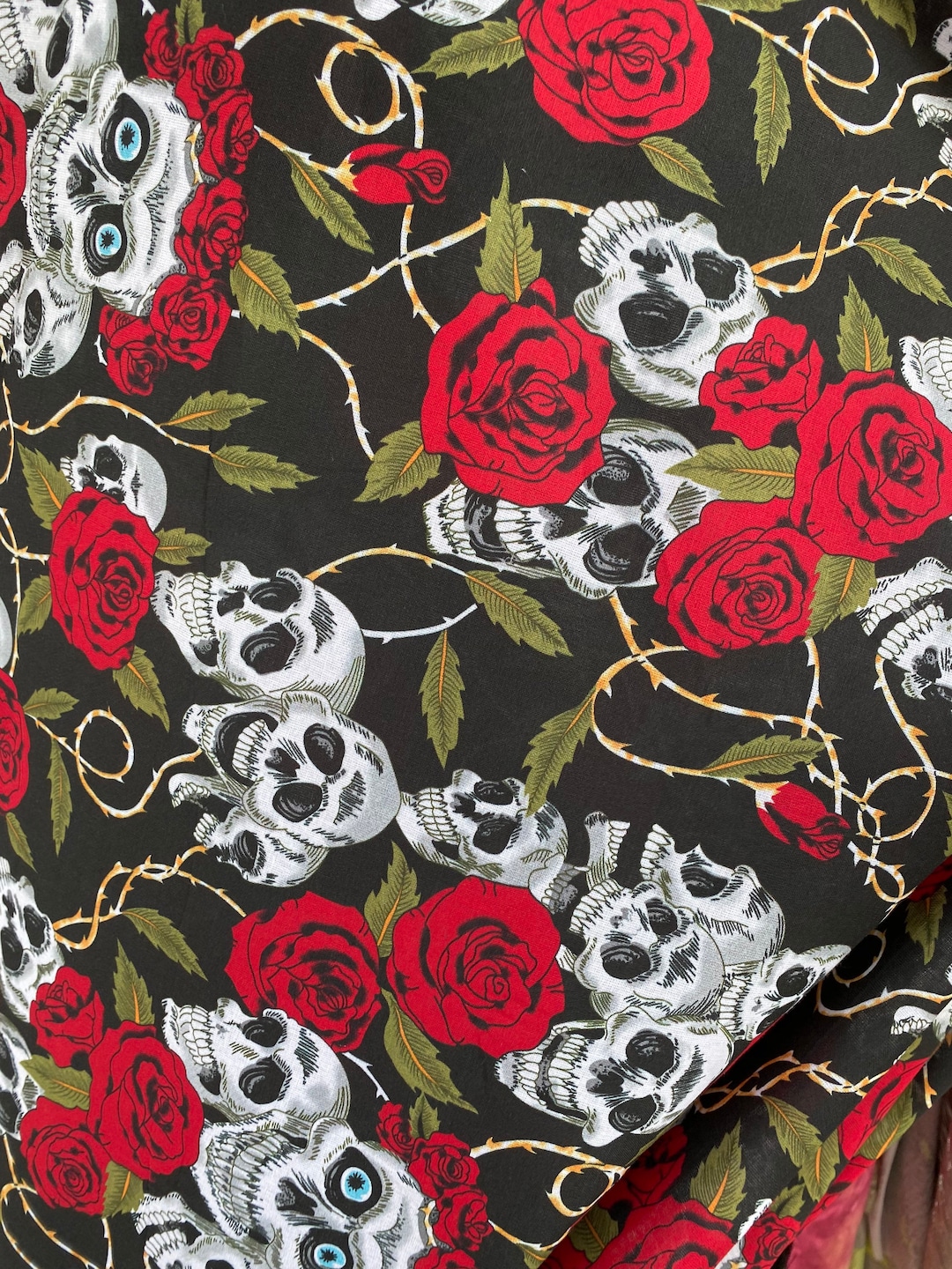 100% Cotton Skulls Design Print on Very Soft Fabric Non Stretch Cotton ...