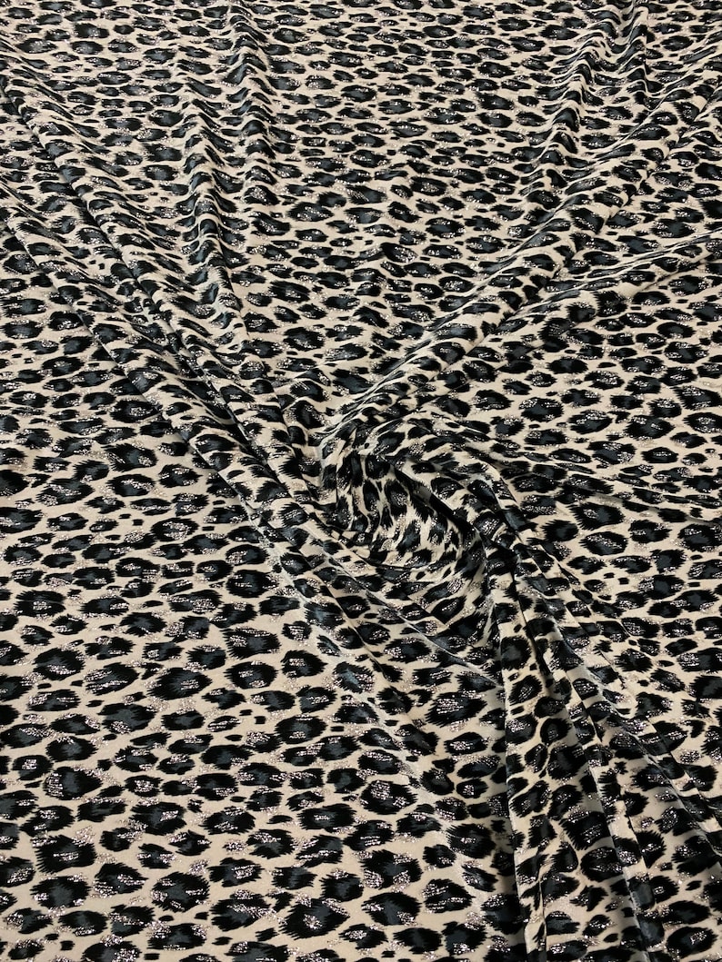 Leopard Design With Silver/glitter Print on Velvet 420gsm 4way - Etsy