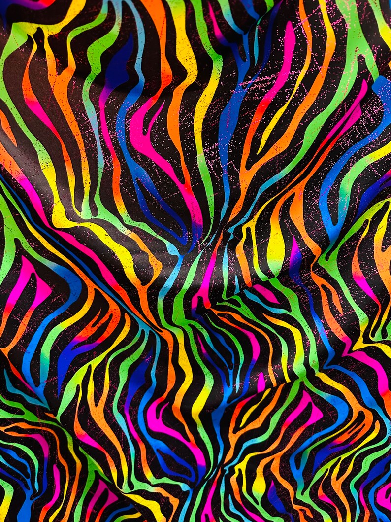 Rainbow Zebra Design Print on Nylon Spandex With Foil and Without Foil ...