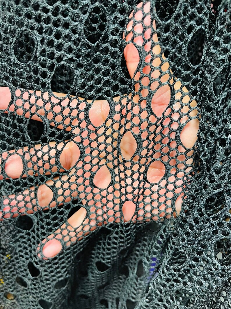 New Black Fishnet Geometric Design 4-way Stretch 58/60 Sold - Etsy
