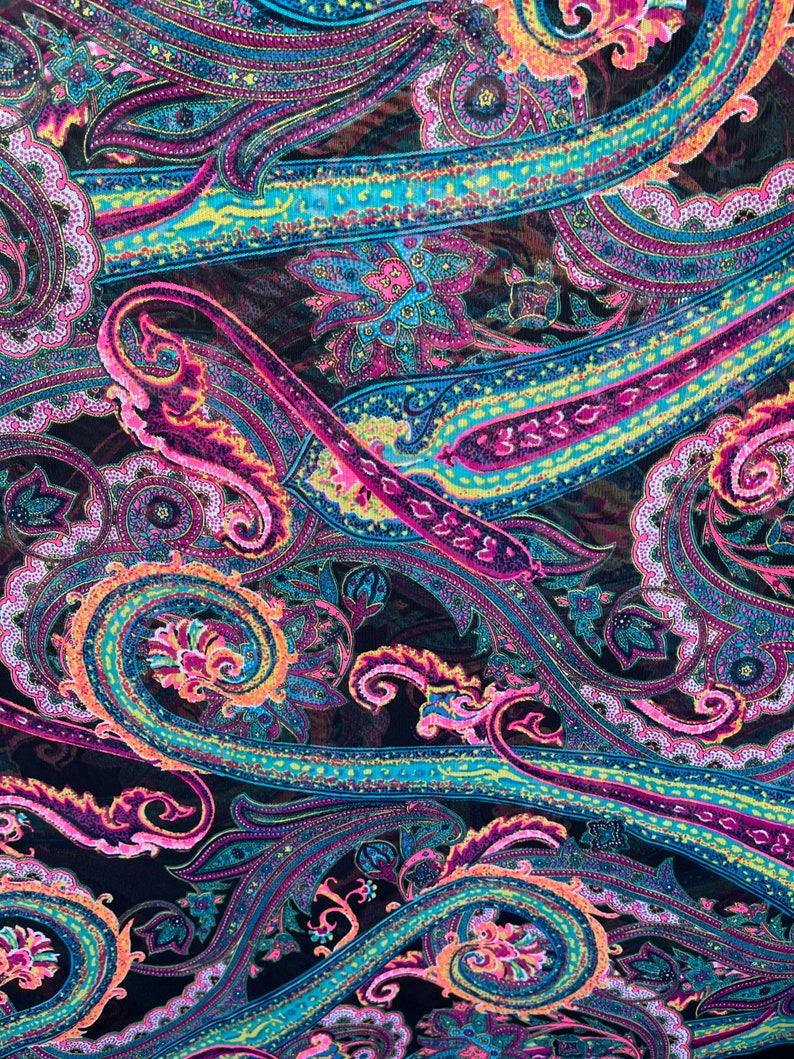 Paisley Design Multicolor Print on Great Quality of Power Mesh 4-way ...