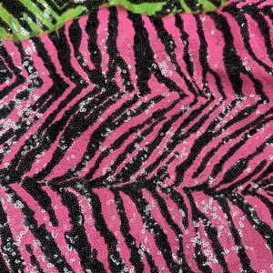 Zebra Design Exotic Animal on Spandex Sequins All Over Embroidered on ...